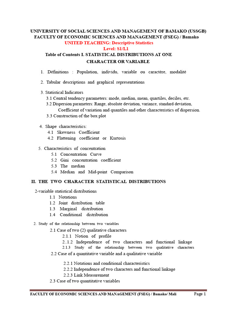 Statistics-Chapter-I-L1S1 | PDF | Statistics | Median