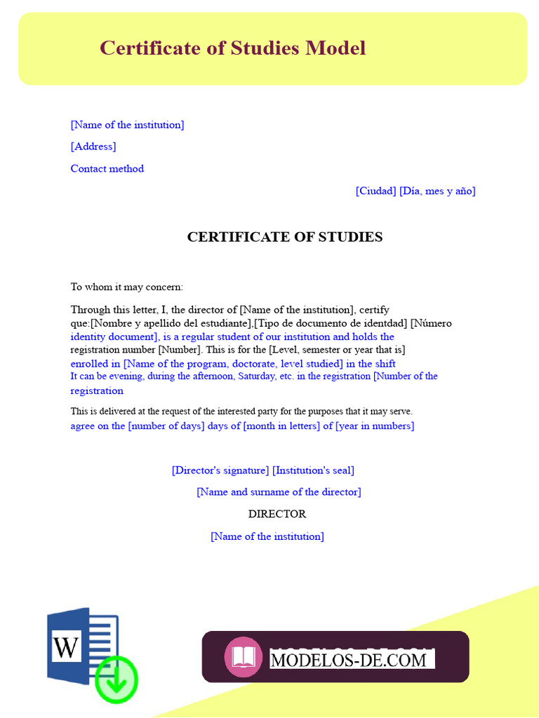 Certificate of Studies Model | PDF