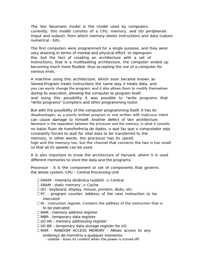 The Von Neumann Model | PDF | Random Access Memory | Booting