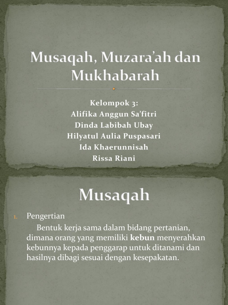 Musaqah, Muzara'ah Dan Mukhabarah | PDF | Griya & Taman | Sains ...