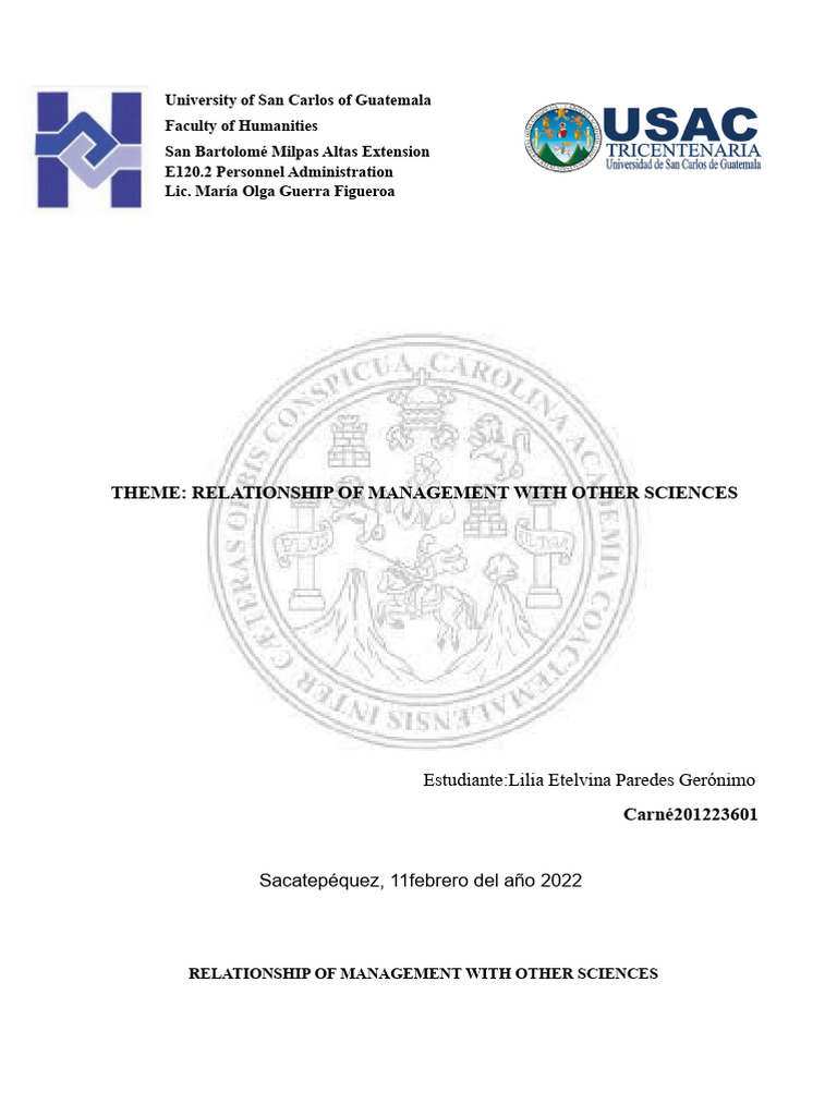 Relationship of Administration With Other Sciences | PDF | Science ...