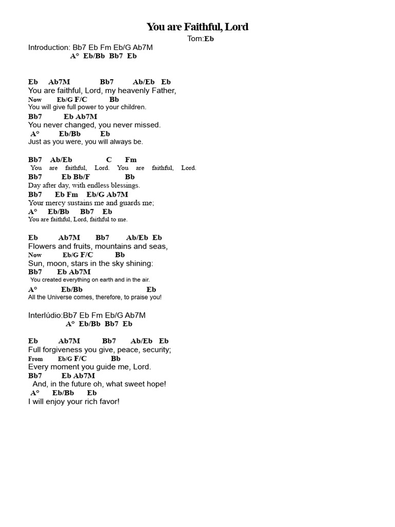 You Are Faithful, Lord - Lyrics & Chords | PDF
