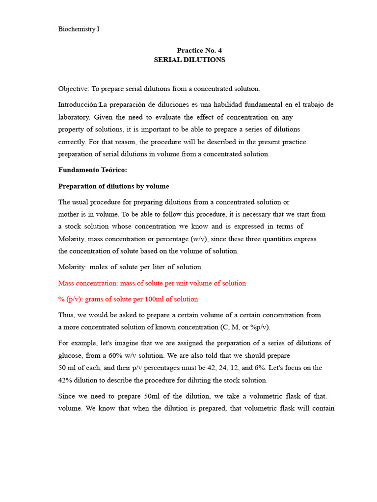 Practice 4 Serial Dilutions | PDF | Concentration | Mass Concentration ...