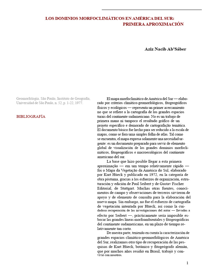 Ab'Saber - 1977 - Los Dominios Morfoclimáticos en América Del Sur ...