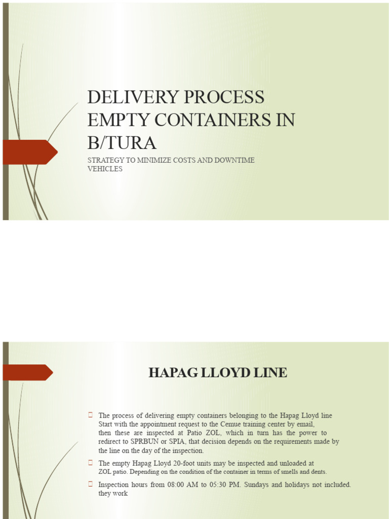 PROCESS OF DELIVERY OF EMPTY CONTAINERS IN Bun | PDF