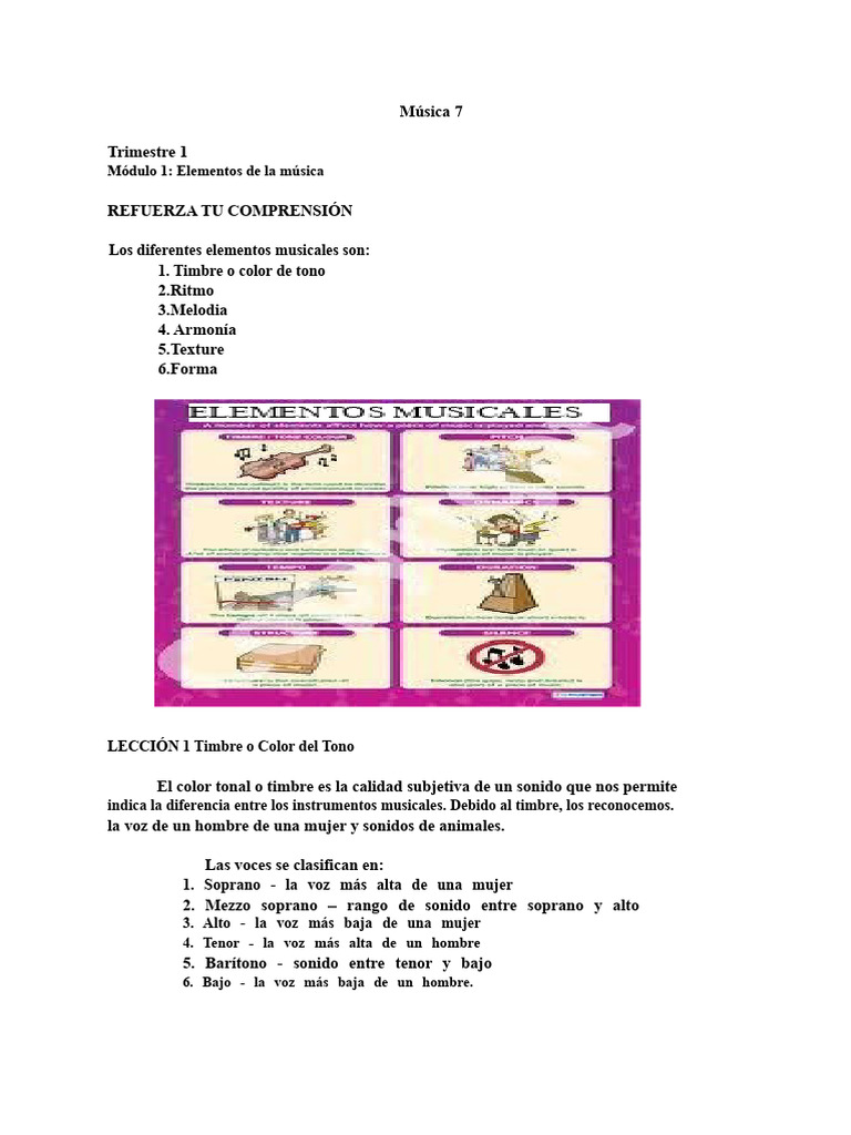 1.MÚSICA - ELEMENTOS DE LA MÚSICA | PDF | Ritmo | Melodía