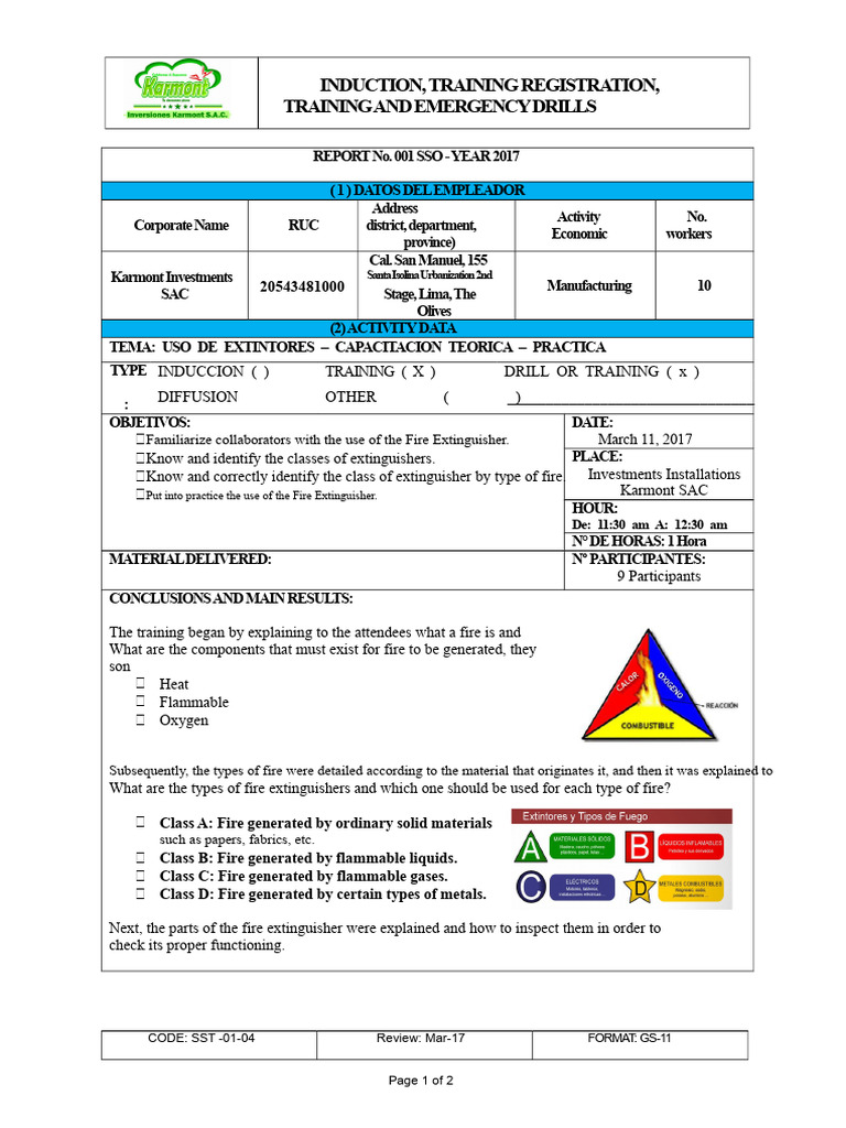 Gs-11 Training Report Format. Fire Extinguishers (1) | PDF | Safety