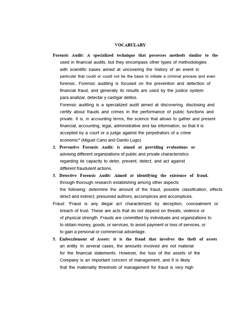 Glossary of Forensic Audit | PDF | Fraud | Audit