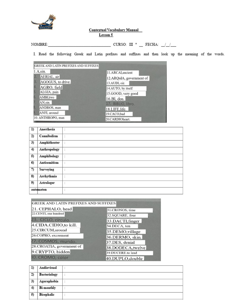 Vocabulary Lesson 5 Regina Varetto | PDF