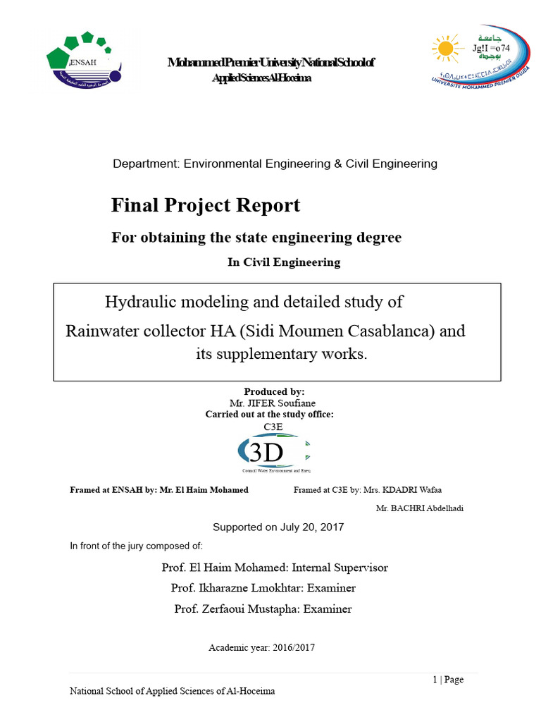 Hydraulic Modeling and Detailed Study of The Rainwater Collector HA ...