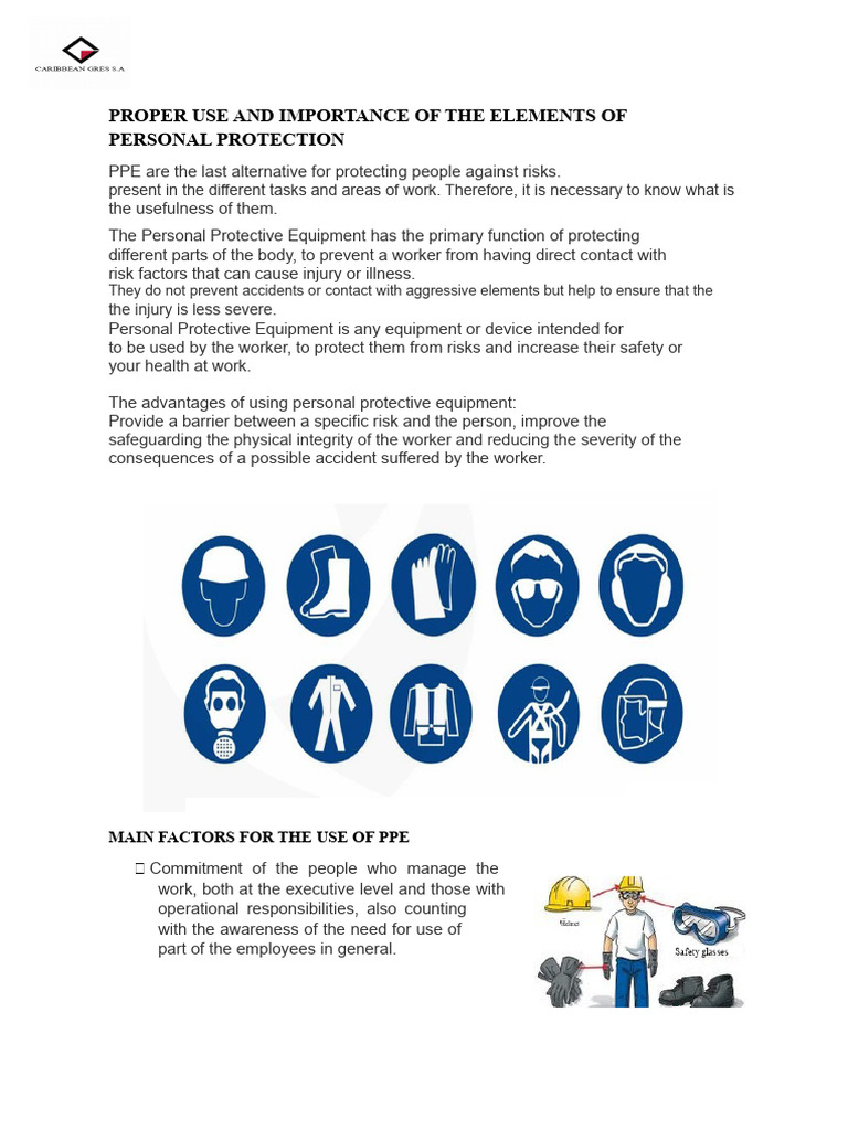 Proper Use and Importance of Personal Protective Equipment | PDF ...