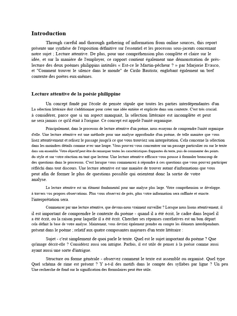 Lecture attentive de la poésie philippine | PDF | Poésie