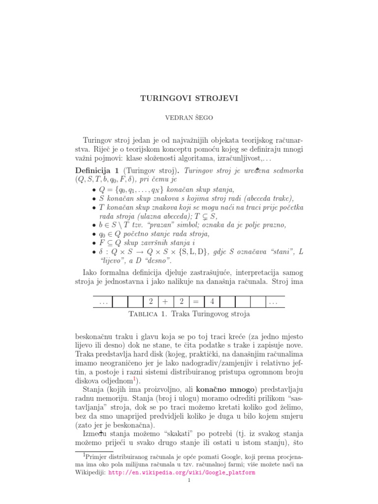 Turingov Stroj-Vjezbe | PDF