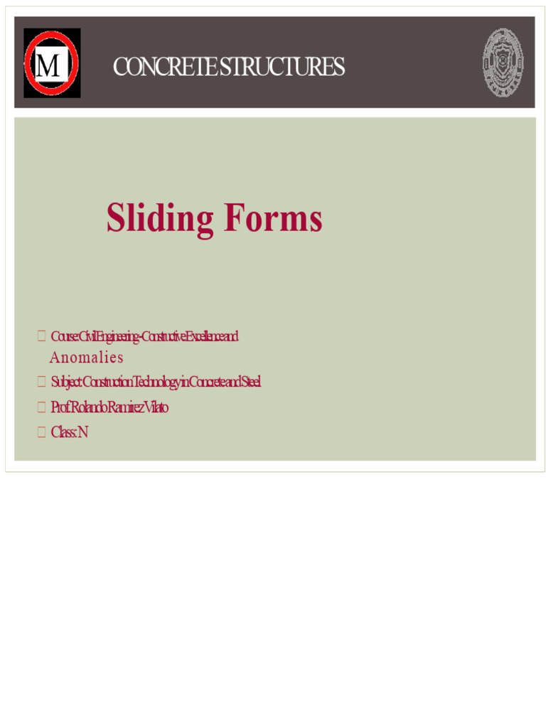 Sliding Forms in Concrete Construction | PDF | Concrete | Civil Engineering