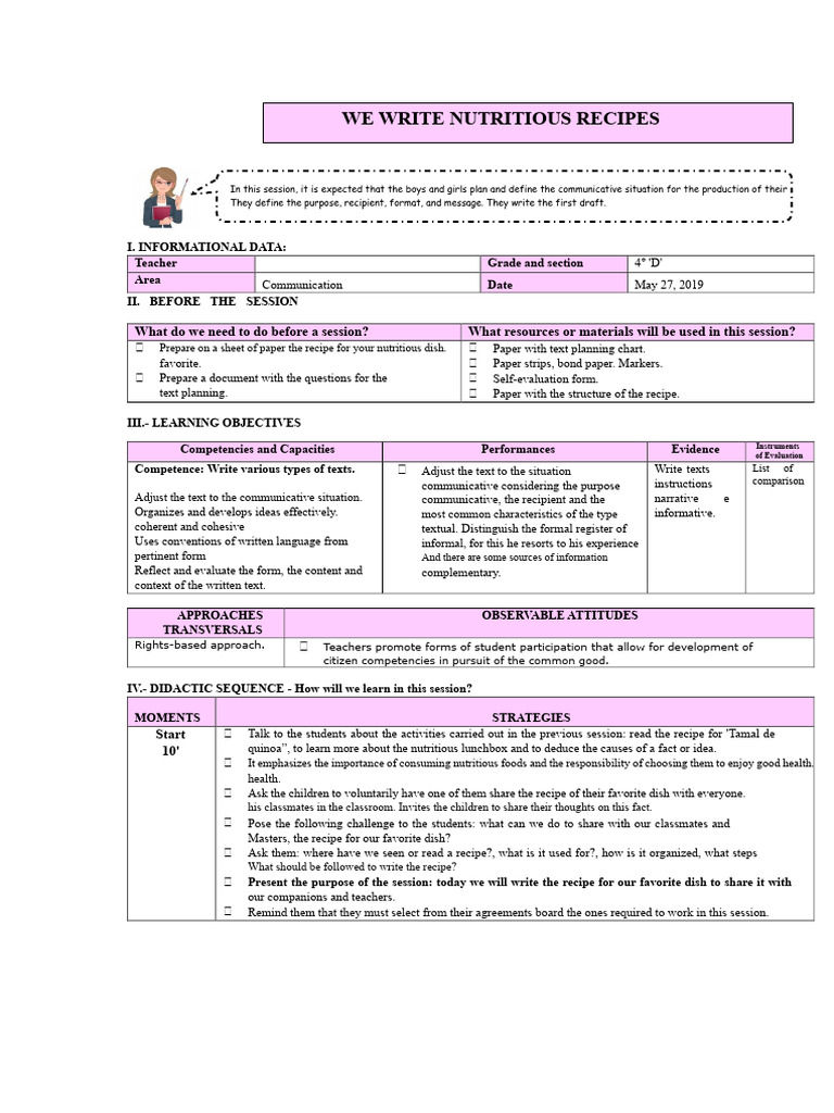 Nutritious Recipe Writing Session | PDF | Human Communication | Cognition
