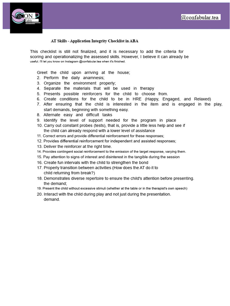 ABA Application Integrity Checklist | PDF