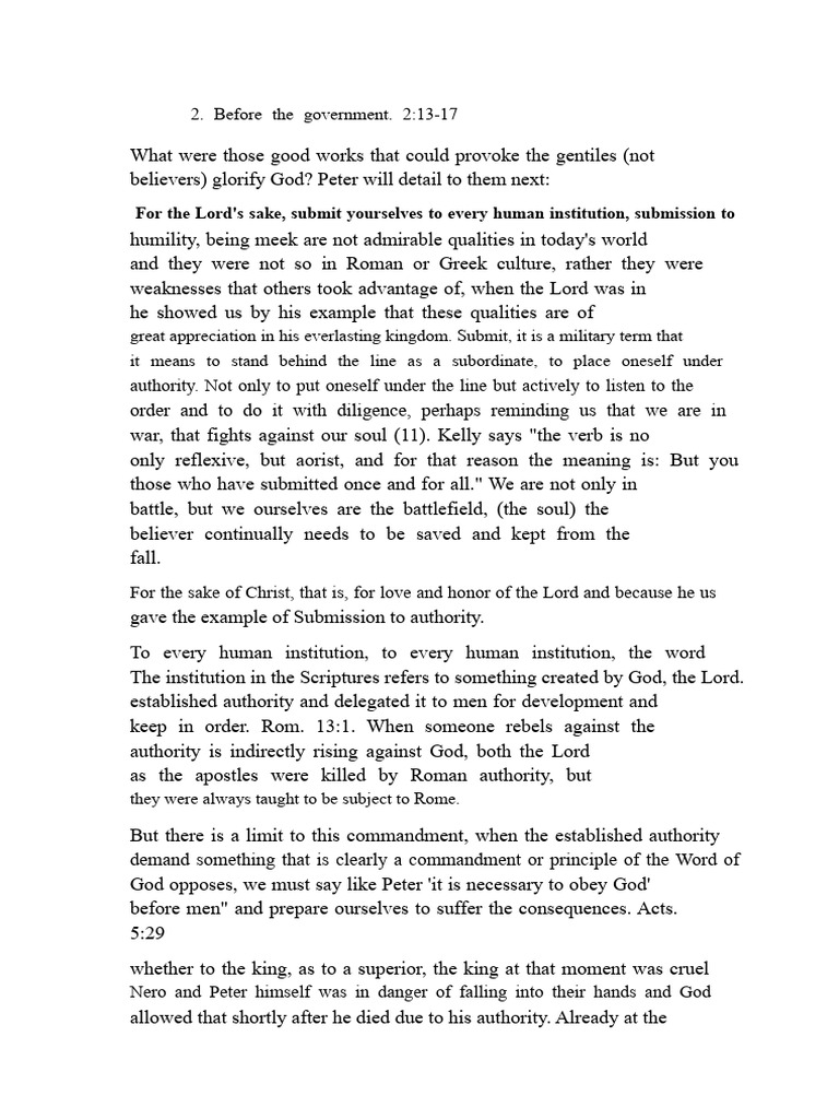 Submission to Authority in Christian Life | PDF | Jesus | Saint Peter