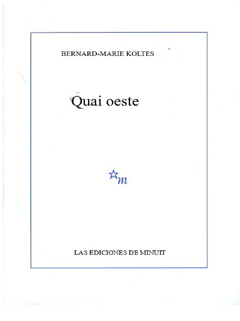 Obras de Bernard-Marie Koltès | PDF