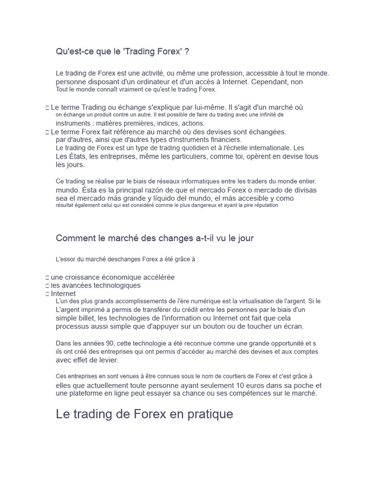 Introduction au Trading Forex et ses enjeux | PDF | Forex | Opérateur ...