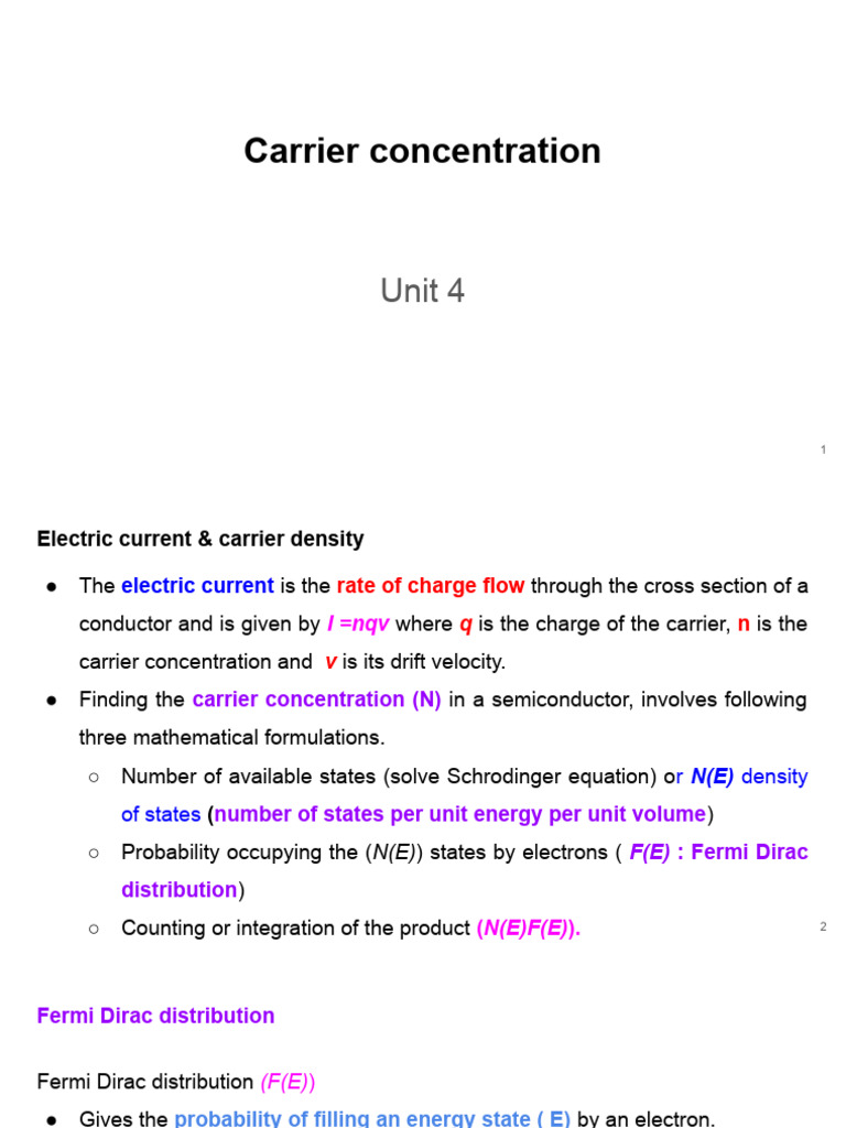 Understanding Carrier Concentration in Semiconductors | PDF | Electric ...