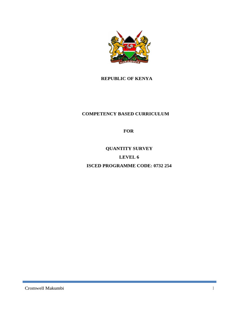 Quantity Survey Level 6 Curriculum Reviewed | PDF | Spreadsheet ...