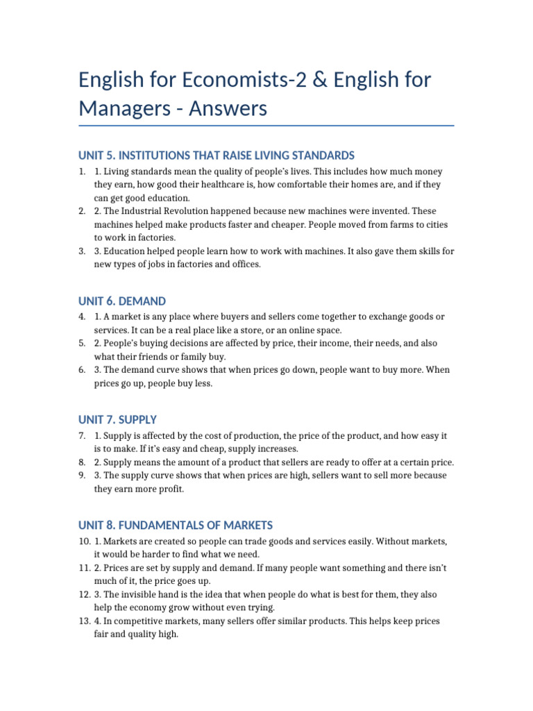 English Economics and Management Answers | PDF | Prices | Market ...