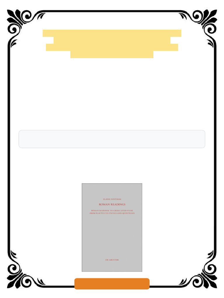 Roman Readings Roman Response To Greek Literature From Plautus To ...