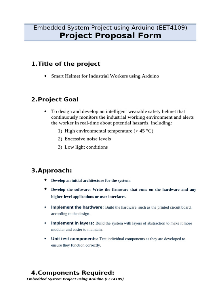 Smart Helmet for Industrial Workers Using Arduino(EET 4109) | PDF ...