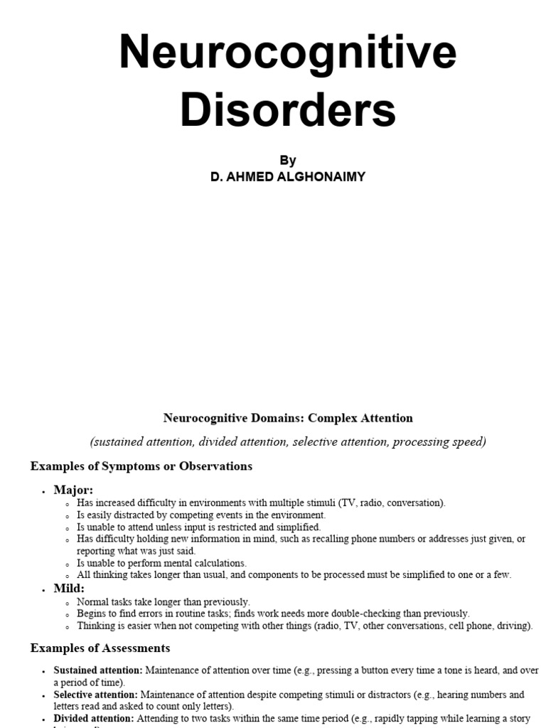 Understanding Neurocognitive Disorders | PDF | Alzheimer's Disease ...