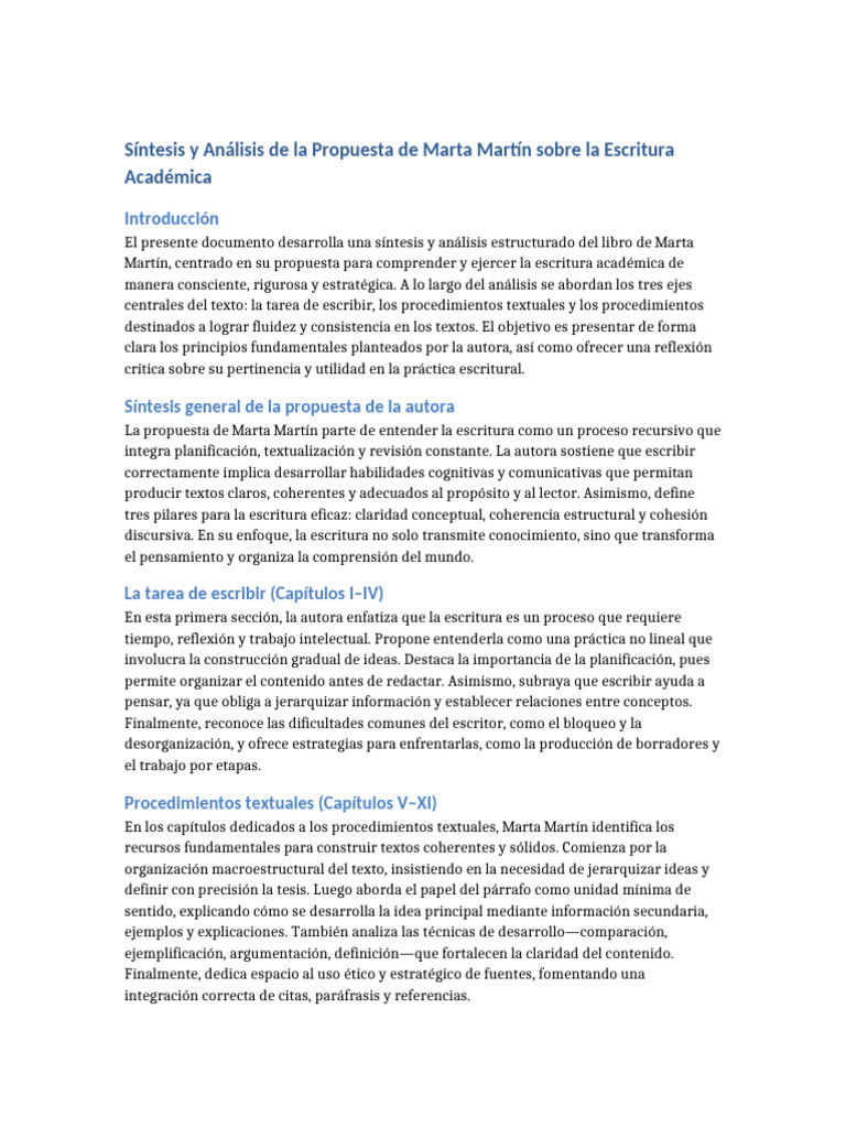 Análisis de la Escritura Académica de Marta Martín | PDF | Pensamiento ...
