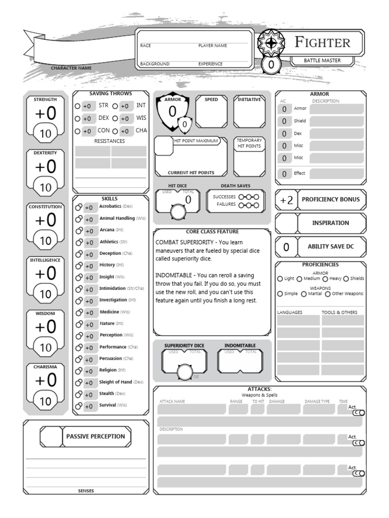 D&D Character Sheet Template | PDF | Tabletop Games | Gaming