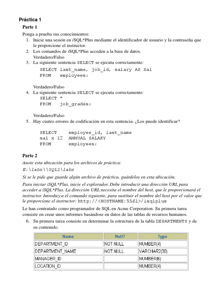 Prac 01 | PDF | SQL | Tabla (base de datos)