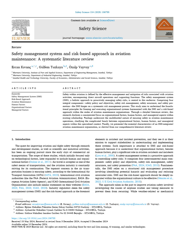 Safety Management System and Risk-based Approach in Aviation ...