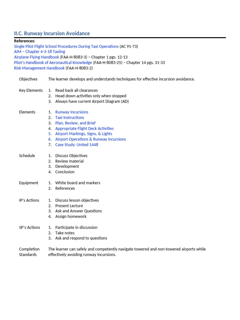 II.C. Runway Incursion Avoidance | PDF | Runway | Air Traffic Control