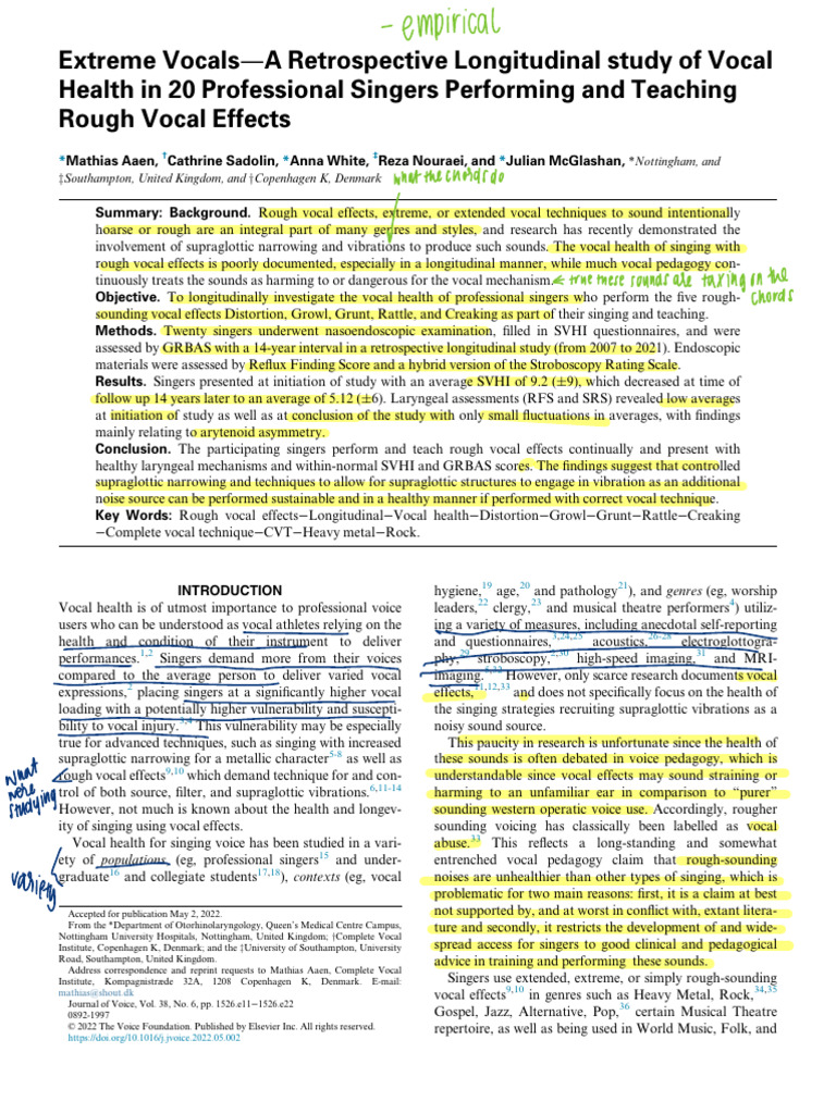 Vocal Health in Extreme Singing Techniques | PDF | Human Voice | Singing