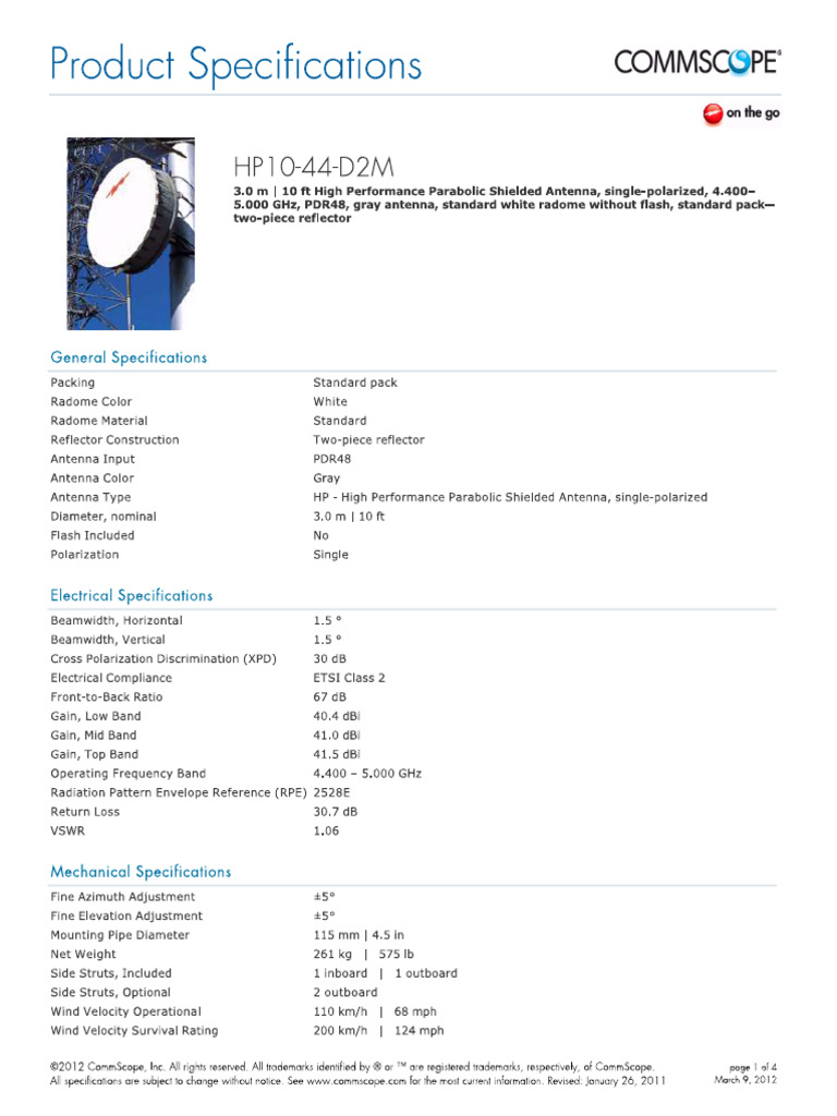 Antena MW Andrew Hp10-44 | PDF