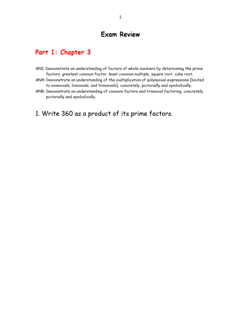 Math Exam Review: Factors & Functions | PDF | Function (Mathematics ...