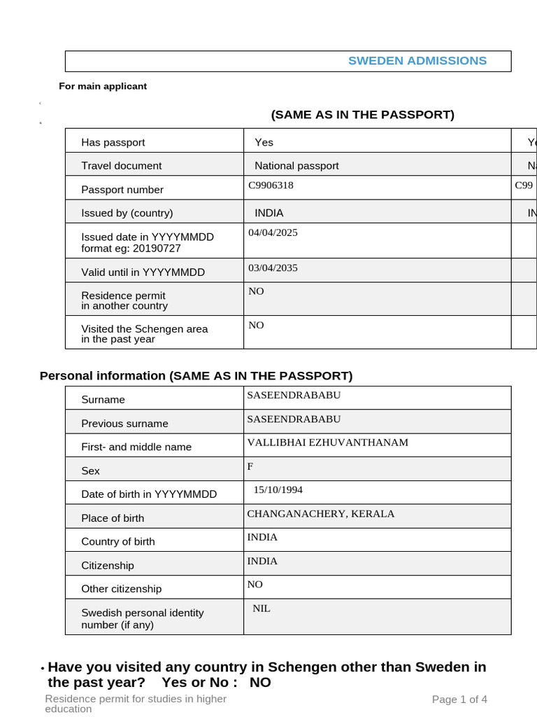 Family RP Application Form - For Spouse and Child | PDF | Passport ...