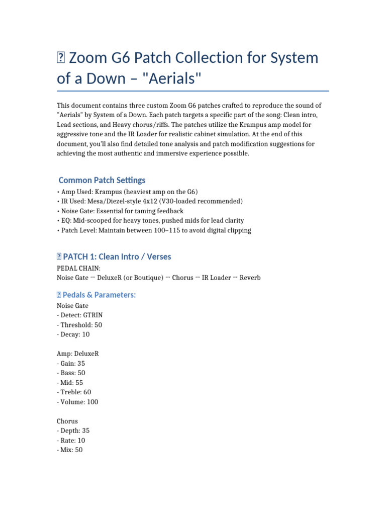 Latest:Zoom G6 System of Down Aerials | PDF | Music Technology | Sound ...