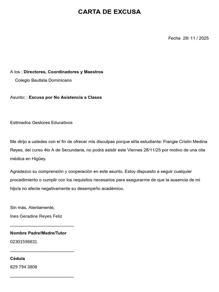 Copia de Carta de Excusa - Docx - 20251128 - 013717 - 0000 | PDF