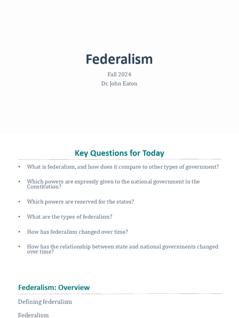 Federalism (All) Slides | PDF | Federalism | Necessary And Proper Clause