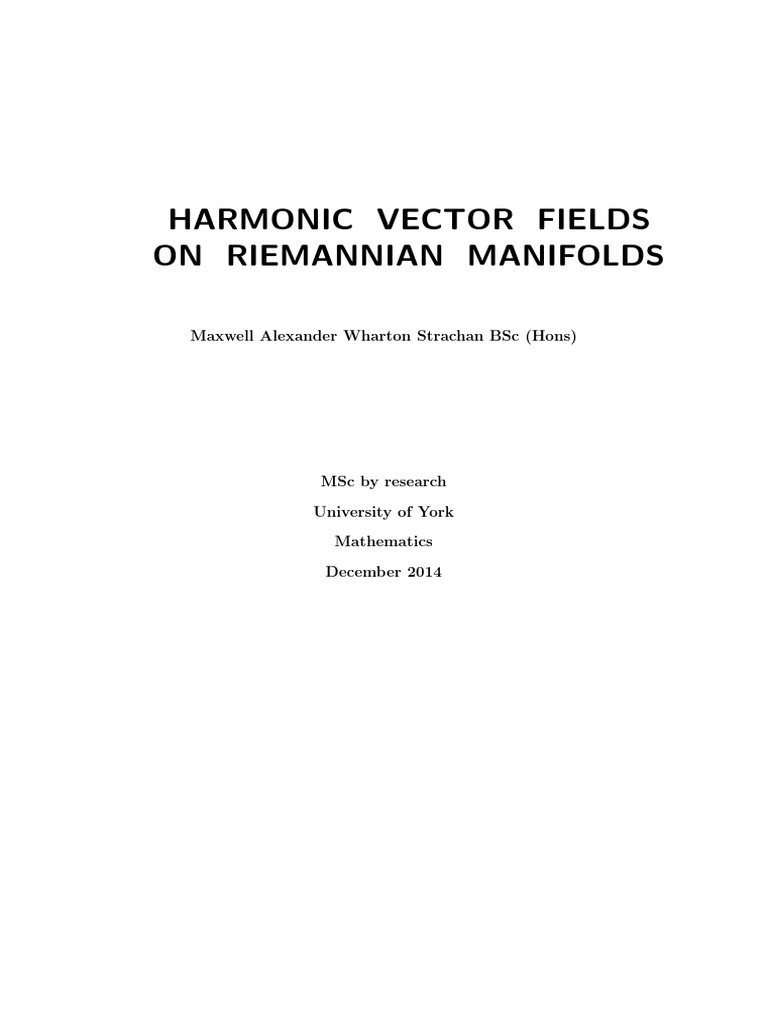 Harmonic Vector Fields on Riemannian Manifolds | PDF | Manifold ...