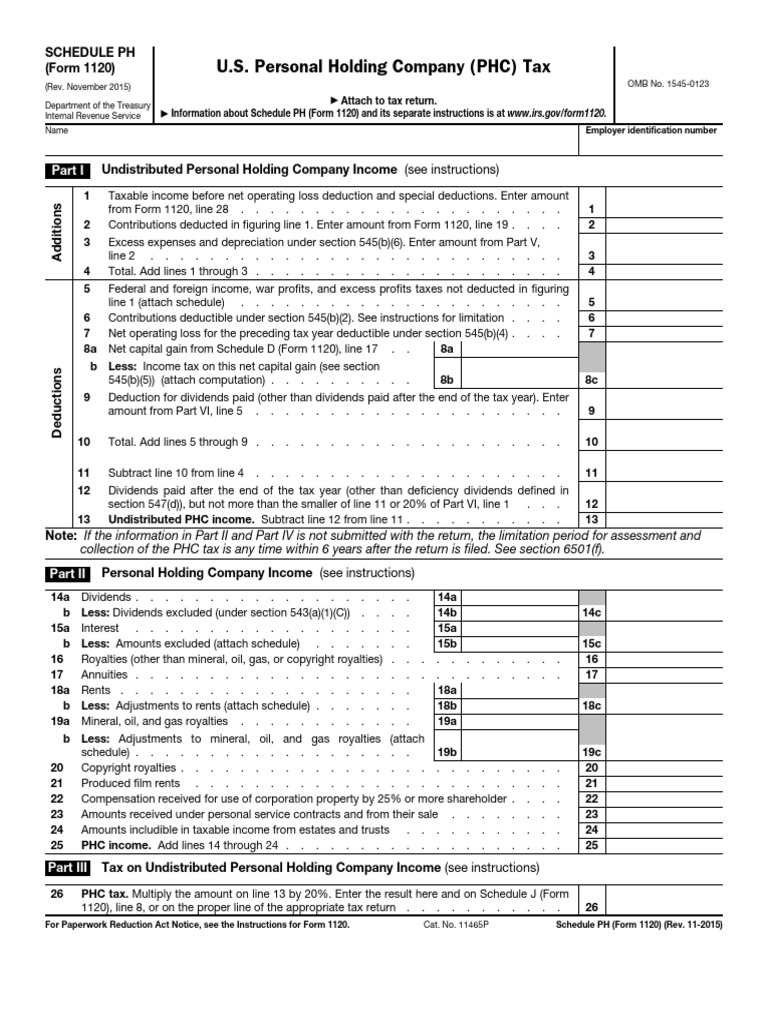 F 1120 SPH | PDF | Tax Deduction | Irs Tax Forms