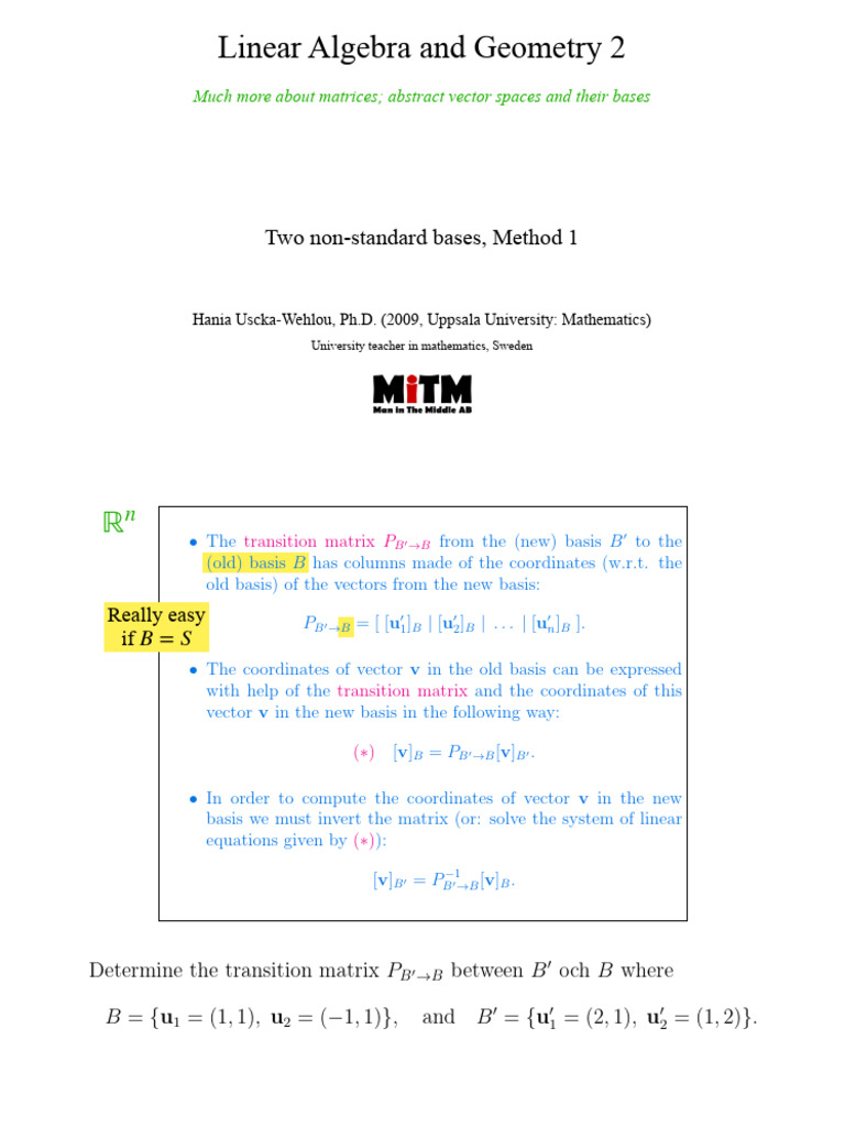 059+Slides+Two+Non+Standard+Bases+Method+1 | PDF | Basis (Linear ...