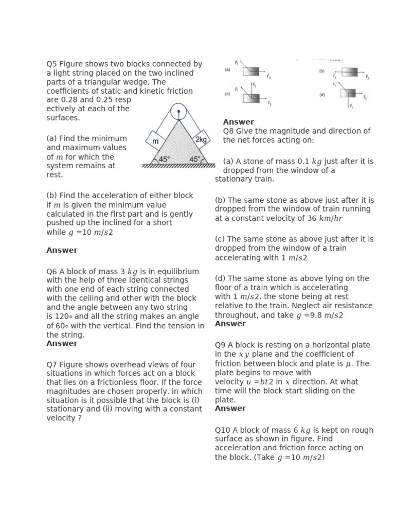 Newton's Laws of Motion Practice Problems | PDF | Force | Friction