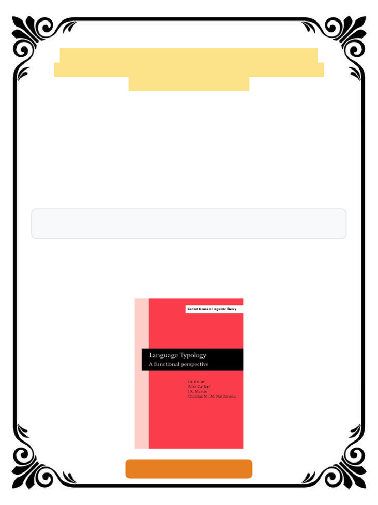 Language Typology A Functional Perspective 1st Edition Alice Caffarel ...