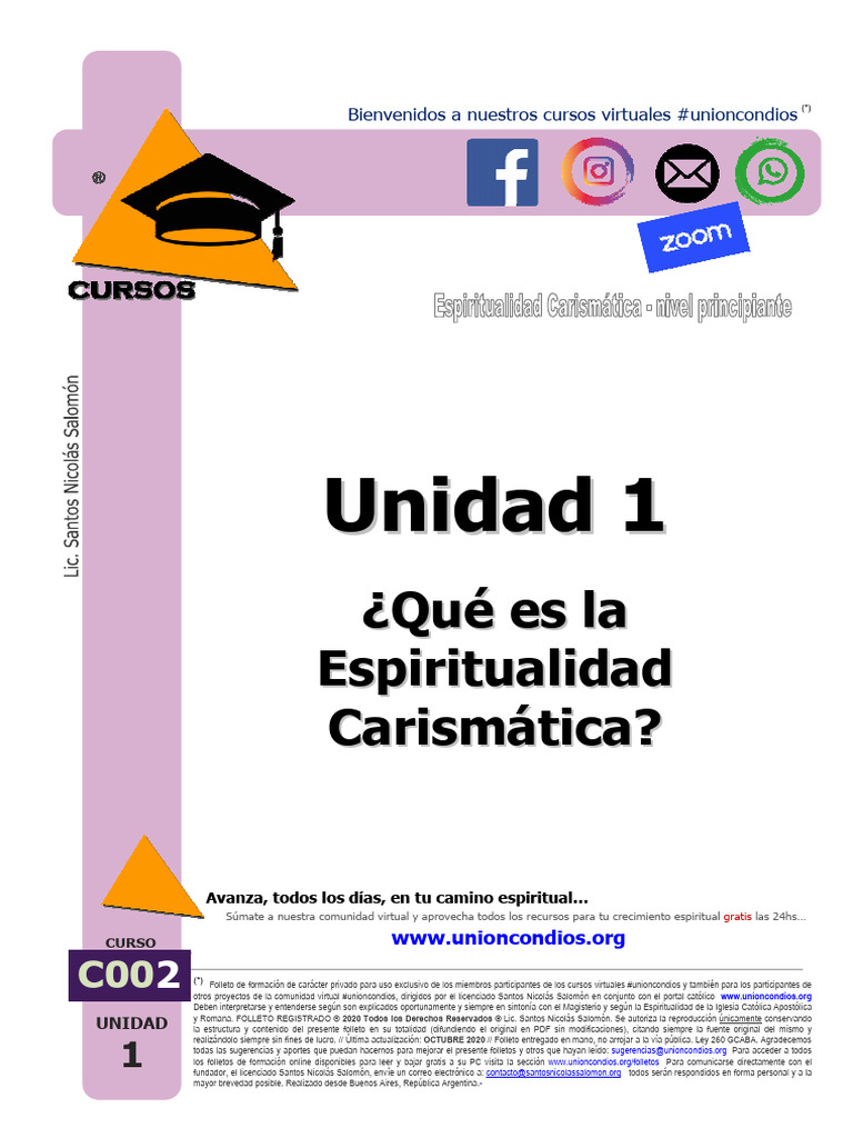 C002 1 Espiritualidad Carismática Unidad 1 | PDF | Carisma | Pentecostés