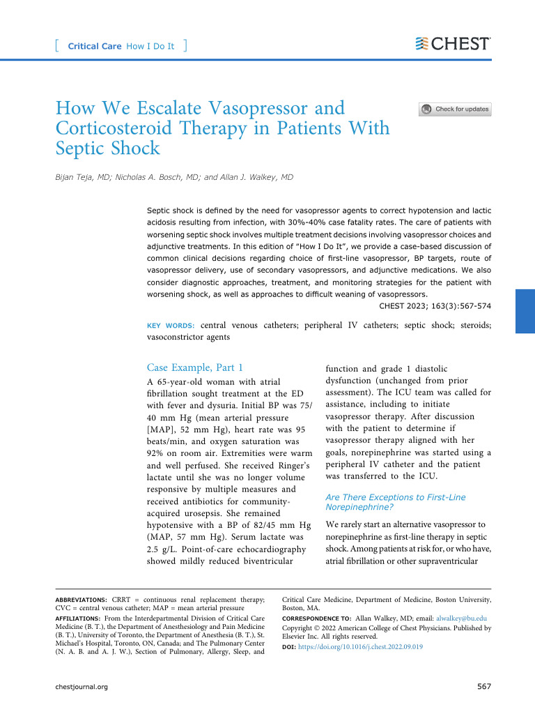 Managing Vasopressors in Septic Shock | PDF | Shock (Circulatory) | Sepsis