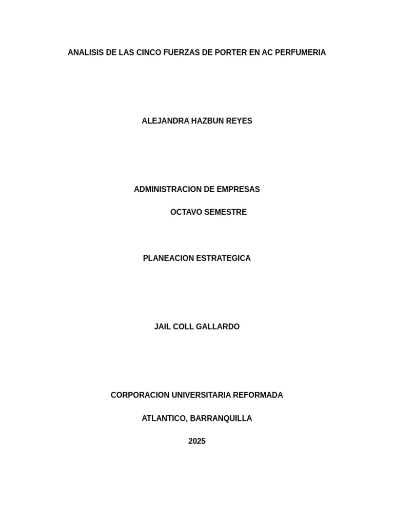 Análisis de Porter: AC Perfumería | PDF | Perfume | Economias