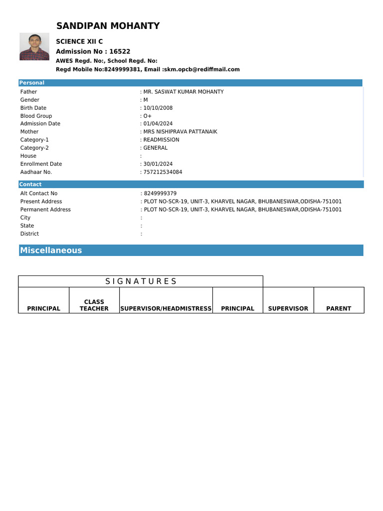 Student Info 16522 | PDF
